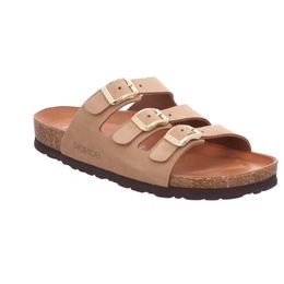 Rohde Damen Pantolette "Alba", Gr. 40, beige, Nubukleder, unifarben, Schuhe, Sommerschuh, Hausschuh mit drei verstellbaren Schnallen