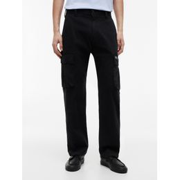 Tommy Jeans Herren Cargohose "CANVAS CARGO PANT"schwarz, Gr. 36, unifarben, Web, Obermaterial: 97% Baumwolle, 3% Elasthan, Hosen, Regular fit mit