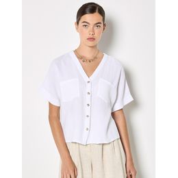 Apricot Damen Blusentop "Strukturierte Bluse mit V-Ausschnitt", wei&szlig;, Gr. 42, uni, gewebt, Obermaterial: 100% Baumwolle CO., Blusen, Einfarbig