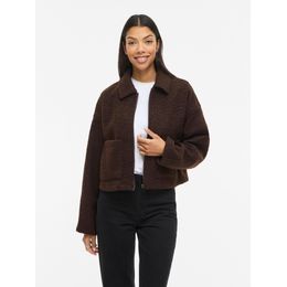 Vila Damen Kurzjacke "VIJADAS ZIPPER JACKET - NOOS", braun, Gr. 36, unifarben, Web, Obermaterial: 100% Polyester, Jacken, Kunstfaser