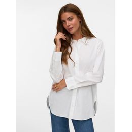 V&eacute;ro Moda VERO MODA Damen Hemdbluse "VMELINA LS SHIRT WVN NOOS", wei&szlig;, Gr. XS, unifarben, Web, Obermaterial: 100% Baumwolle, Blusen, Baumwolle