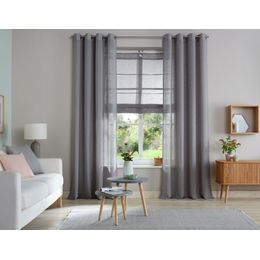 Gardine OTTO HOME, B:140cm H:245cm, grau, Polyester, Wohnzimmer, Gardinen, "Fiete", Leinen Optik, monochrom, basic, pflegeleicht, verschiedene Gr&ouml;&szlig;en