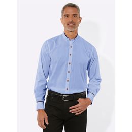 CLASSIC Herren Langarmhemd, blau, Gr. 41, unifarben, 50% Baumwolle, 50% Polyester, Hemden