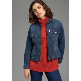 Arizona Damen Jeansjacke, blau, Basic, Gr. 40, Denim/Jeans, Obermaterial: 98% Baumwolle, 2% Elasthan, Jacken, aus Baumwollmischung, figurbetont, in