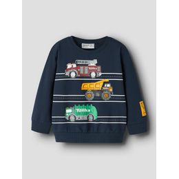 name it Jungen Sweatshirt "NMMJORGE TONKA NREG SWEAT UNB CPLG", blau, Gr. 98, bedruckt, Sweatware, Obermaterial: 95% Baumwolle, 5% Elasthan,