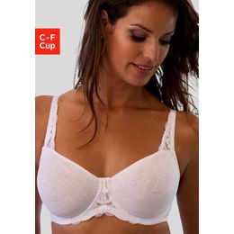 Damen Minimizer-BH, NUANCE BY LASCANA, Gr. 100, wei&szlig;, Mesh, Spitze, Obermaterial: 86% Polyamid, 14% Elasthan, BHs, mit B&uuml;gel mit Schmetterlingsmotiv