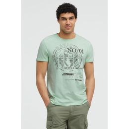 CAMP DAVID Herren Rundhalsshirt, gr&uuml;n, Gr. M, bedruckt, Web, Material: 100% Baumwolle, Shirts, mit Necktape