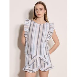 Apricot Damen Blusentop "Top mit schimmernden Streifen", wei&szlig;, Gr. 38, gestreift, gewebt, Obermaterial: 53% Baumwolle CO. 45% Polyester PES. 2%