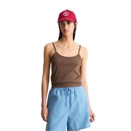 Marc O'Polo Damen T-Shirt "aus Bio-Baumwolle-Mix", braun, Gr. XXS, MARC O'POLO DENIM, unifarben, Obermaterial: 58% Baumwolle, 38% Polyester, 4% Elasthan, Shirts