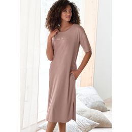 Damen Nachthemd, VIVANCE DREAMS BY LASCANA, Gr. 36, lila, Single Jersey, Obermaterial: 100% Baumwolle, unifarben, Kleider, mit sch&ouml;nem Foildruck