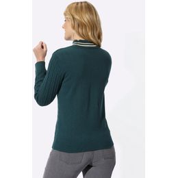 Classic Basics Damen Stehkragenpullover "Stehkragen-Pullover", gr&uuml;n, Gr. 38, gemustert, gestreift, mehrfarbig, 100% Baumwolle, Pullover