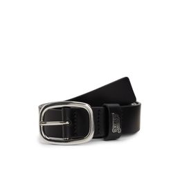 Tommy Jeans Damen Lederg&uuml;rtel "TJW OVAL 3.0 BUCKLE", schwarz, Gr. 85, unifarben, B&uuml;ffelleder, G&uuml;rtel, Gr&ouml;&szlig;enverstellbar mit Logodetail