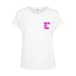 MisterTee Damen T-Shirt "MisterTee Damen Ladies Waiting For Friday Box Tee", wei&szlig;, Gr. L, bedruckt, 100% Baumwolle, Shirts