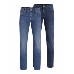 Jack & Jones JACK & JONES Herren Regular-fit-Jeans "JJICLARK JJORIGINAL SQ 260/223 2PK MP", blau, Gr. 34, Abriebeffekte, Denim/Jeans, Obermaterial: 98% Baumwolle,