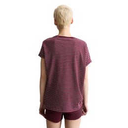 Marc O'Polo Damen T-Shirtdunkelrot_multi, Gr. XS, MARC O'POLO DENIM, Single Jersey, Obermaterial: 100% Baumwolle, Shirts, regular aus weichem Single Jersey