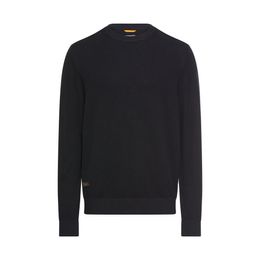 Camel Active Herren Strickpullover, schwarz, Gr. S, unifarben, Strick, Obermaterial: 100% Baumwolle, Pullover, unifarben und aus reiner Baumwolle