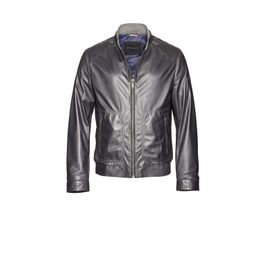 Bugatti Herren Lederjacke "BUGIRONIMO", blau, Gr. 60, uni, Obermaterial: 100% Lammleder LEL., Jacken, mit Stehkragen und Reisverschl&uuml;ssen