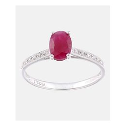 Diamant L'&eacute;ternel Ring aus 375 Wei&szlig;gold mit 1.2 Karat Diamant mit Rubin | Gr.: 54