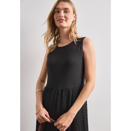 Street One Damen Midikleid, schwarz, Gr. 42, unifarben, Web, Obermaterial: 73% Baumwolle, 27% Polyester. Futter: 95% Viskose, 5% Elasthan, Kleider,