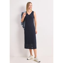 Street One Damen Midikleid, blau, Gr. 44, unifarben, Web;Stoff;Spitze, Obermaterial: 70% Baumwolle, 30% Polyester. Futter: 95% Viskose, 5% Elasthan,
