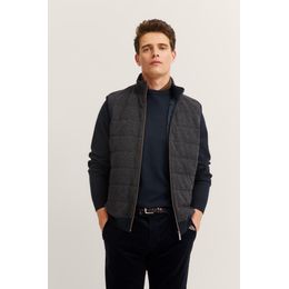Bugatti Herren Sweatweste "Regular Fit", grau, Gr. XL, unifarben, 85% Baumwolle, 15% Polyester, Westen, mit Stehkragen aus einem Baumwollmix