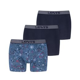 Levi's LEVI'S Herren Boxershorts "LEVIS MEN HATCH FLWR AOP BOXER BRIEF 3P", Gr. M, blau, Single Jersey, Obermaterial: 95% Baumwolle, 5% Elasthan,