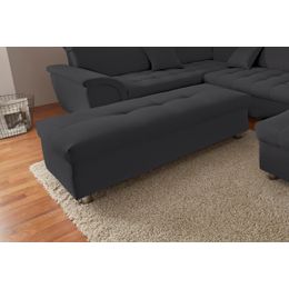 Hocker DOMO collection, B:136cm H:43cm T:64cm, grau, Flachgewebe (100% Polyester);Chenille (100% Polyester), Wohnzimmer, Hocker, "FRANZI, elegant,
