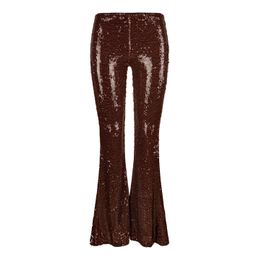 Nicowa Damen Stoffhose "EWINO", braun, festlich, Gr. 38, uni, Obermaterial: 98% Polyester PES. 2% Elasthan EL., Hosen, Paillettenhose mit Gummibund
