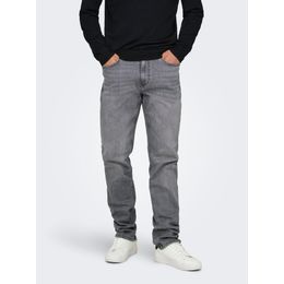 Only & Sons ONLY & SONS Herren Straight-Jeans "ONSWEFT REGULAR WB 0021 TAI DNM NOOS", blau, Gr. 29, Abriebeffekte, Denim/Jeans, Obermaterial: 98% Baumwolle, 2%