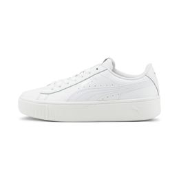 Puma Damen Sneaker "VIKKY STACKED L", Gr. 41, wei&szlig;, unifarben, Schuhe, Obermaterial aus Leder, SOFTFOAM+ D&auml;mpfungstechnologie