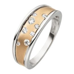 Jobo Damen Goldring "Ring Damenring", 52, Ros&eacute;gold 375 Wei&szlig;gold 375, gold, Ros&eacute;gold 375, Wei&szlig;gold 375, Fingerringe, 375 Gold bicolor mit 8 Zirkonia