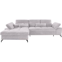 Ecksofa OTTO HOME, B:301cm H:89cm T:176cm, silber, 100% Polyester;Samtoptik (100% Polyester), Wohnzimmer, Sofas, "Costello L-Form, B: 301cm,