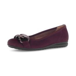 Gabor Damen Ballerina "Florenz", Gr. 35, lila, Ziegenveloursleder, unifarben, Schuhe, Businessschuh, Schlupfschuh mit Elastikeinfass, Weite G