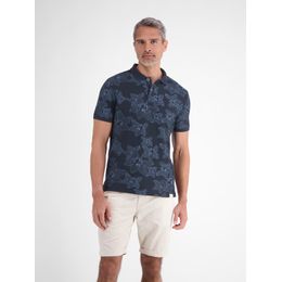 Lerros Herren Poloshirt "Poloshirt mit floralem Allover-Print und Flachstrickkragen", blau, Gr. XXL, 100% Baumwolle, Shirts