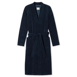 Schiesser Herren Herrenbademantel "Feather Terry", Gr. L803, blau, Baumwoll-Mix, Hausm&auml;ntel, Bindeg&uuml;rtel, Seitentaschen
