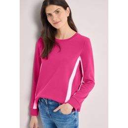 Cecil Damen Sweatshirt, pink, Gr. XS, unifarben mit Farbeinsatz, Web, 65% Baumwolle, 35% Polyester, Sweatshirts, im soften Baumwoll-Mix