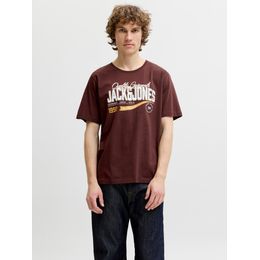 Jack & Jones JACK & JONES Herren T-Shirt "JJELOGO TEE SS O-NECK 2 COL AW26 SN", braun, Gr. XL, bedruckt, Jersey, Obermaterial: 100% Baumwolle, Shirts, Baumwolle,