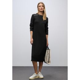 Street One Damen Midikleid, schwarz, Gr. 42, unifarben, Stoff, 63% Polyester, 34% Viskose, 3% Elasthan, Kleider, in Unifarbe