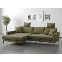 Ecksofa TRENDS BY HG, B:278cm H:86cm T:174cm, gr&uuml;n, 90% Polyester;10% Nylon, Wohnzimmer, Sofas, "Summer L-Form, B: 280cm, in Cord & Struktur",