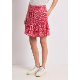Street One Damen Minirock, rosa, Gr. 42, gebl&uuml;mt, Stoff, 100% Polyester, R&ouml;cke, mit Volants