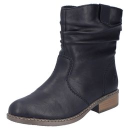 Rieker Damen Winterboots, Gr. 43, schwarz, Lederimitat, unifarben, Schuhe, Winterstiefelette, Blockabsatz, Warmfutter, geraffter slouchy Schaft
