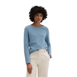 Marc O'Polo MARC O'POLO Damen Strickpullover, blau, Gr. XL, Strick, Obermaterial: 100% Baumwolle, Pullover, slim fit aus softem Organic Cotton, mit Rollkanten