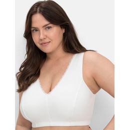 sheego Damen B&uuml;gelloser BH, Gr. 100, schwarz-wei&szlig;, 95% Baumwolle, 5% Elasthan, BHs
