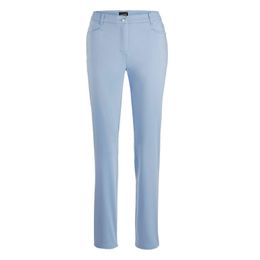 GOLDNER Damen Stoffhose "Kurzgr&ouml;&szlig;e Baumwollhose mit Dehnbund", blau, Gr. 27, Obermaterial: 98% Baumwolle CO. 2% Elasthan EL., Hosen, Ohne