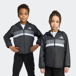 Jungen Windbreaker "TIBERIO KINDER", wei&szlig;, Gr. 128, adidas Sportswear, Obermaterial: 100% Polyester, Jacken, f&uuml;r Kinder, mit Rei&szlig;verschluss,