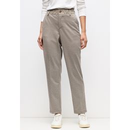 Street One Damen Stoffhose, beige, Gr. 44, gemustert, Stoff, 83% Polyester, 15% Viskose, 2% Elasthan, Hosen, High Waist