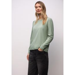 Street One Damen Langarmshirt, gr&uuml;n, Gr. 38, unifarben, Web, 95% Baumwolle, 5% Elasthan, Shirts, mit Rundhalsausschnitt