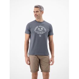 Lerros Herren T-Shirt "T-Shirt mit O-Neck aus softer Baumwolle mit Summervibe-Print", grau, Gr. M, 100% Baumwolle, Shirts