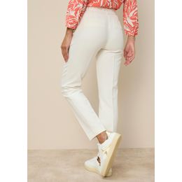Tamaris Damen Anzughose "mit schlanker Passform mit elastischem Bund"sanftes wei&szlig;, Gr. 44, unifarben, Web, Obermaterial: 93% Polyester, 7% Elasthan,