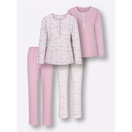 Ascafa Damen Schlafanzug, Gr. 44ros&eacute;, bedruckt, 100% Baumwolle, Homewear-Sets